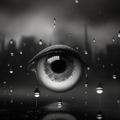 Ai Art Eye Crying ,black and White Composition, 3D Created by Jojo - Etsy