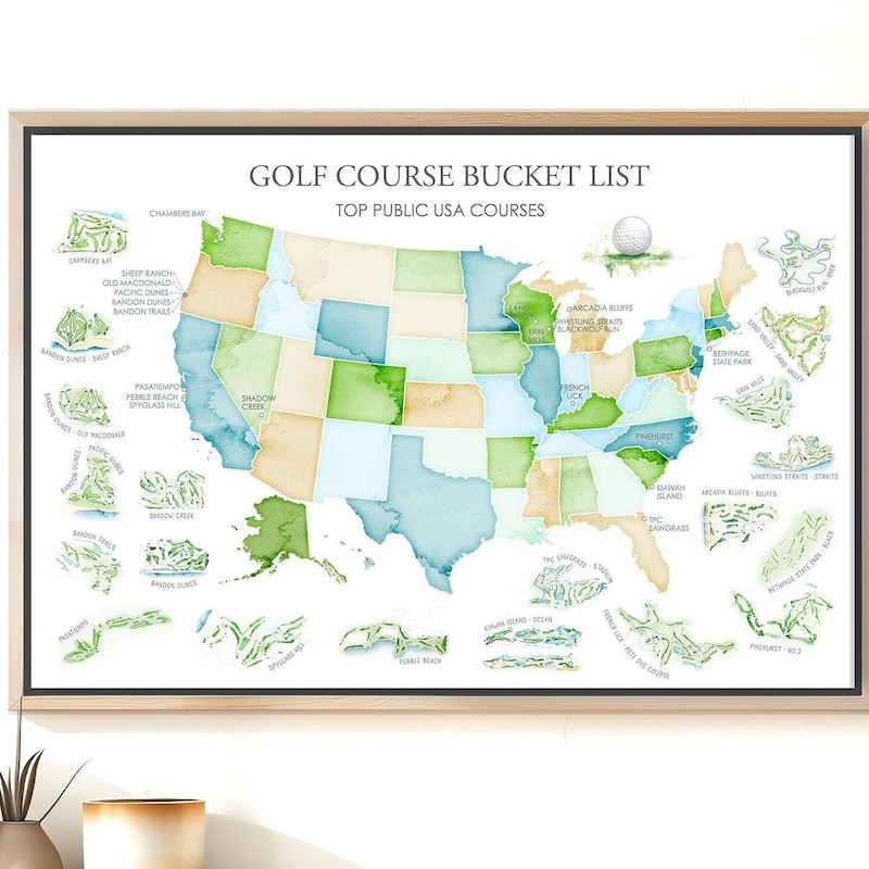 Golf Map of Usa Poster - Etsy