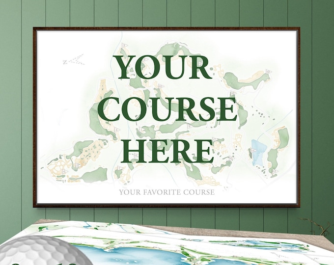 Custom Golf Course Map Print or Canvas. Create a Unique Golfer Gift ...