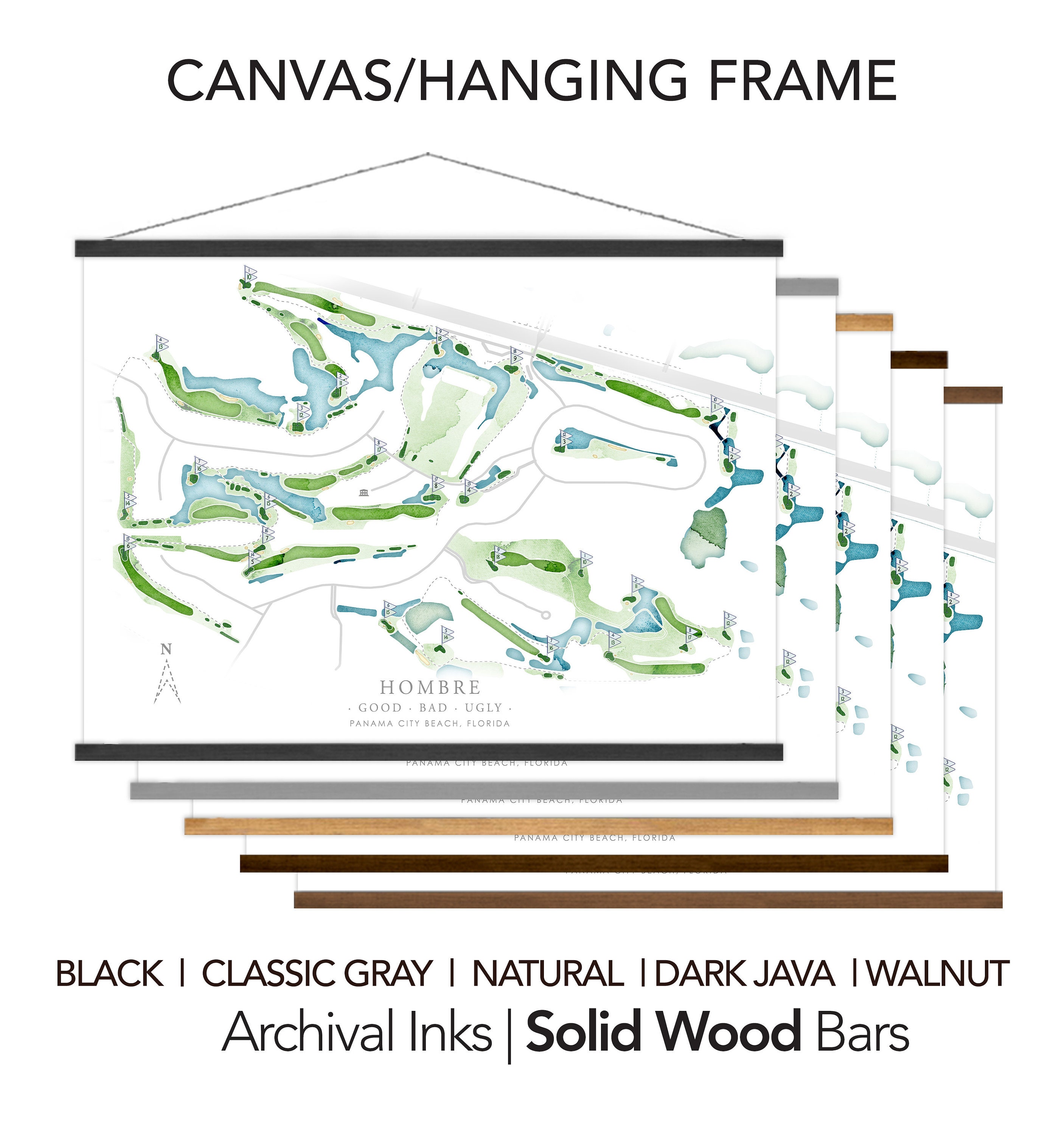 Hombre Golf Course Map, Good Bad Ugly Courses, Watercolor Florida ...
