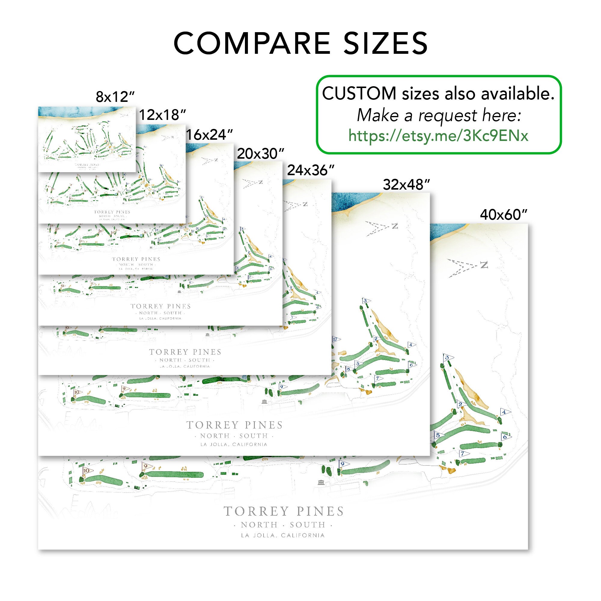 Torrey Pines Golf Course Map, North and South Courses, CA Golf Layout ...