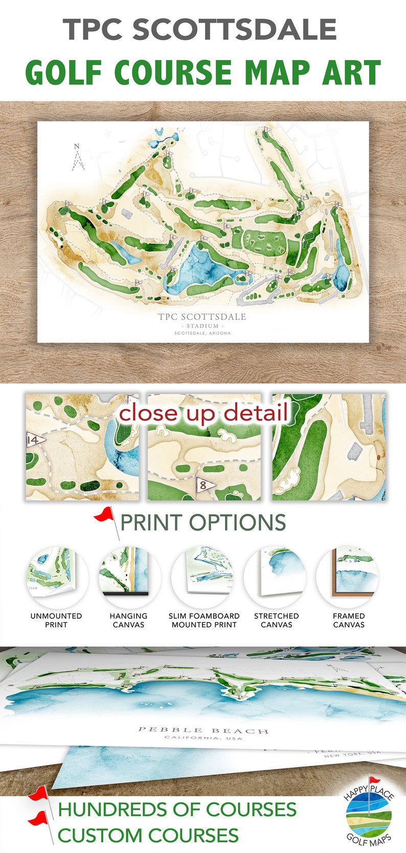 TPC Scottsdale Golf Course Map, Stadium Course Layout, AZ Golf Print ...