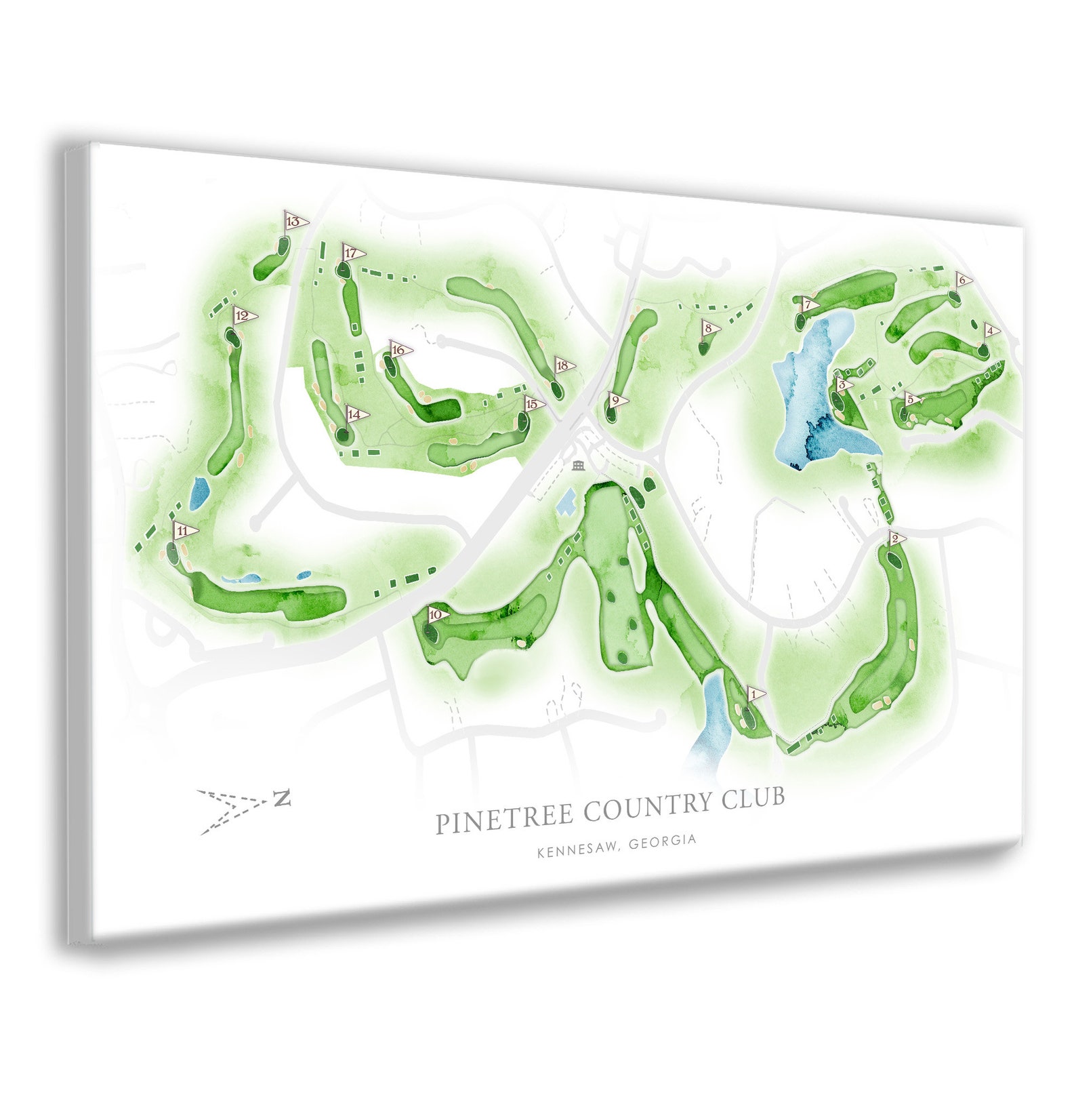 Pinetree Country Club Golf Course Map Print, Kennesaw Georgia Golf ...
