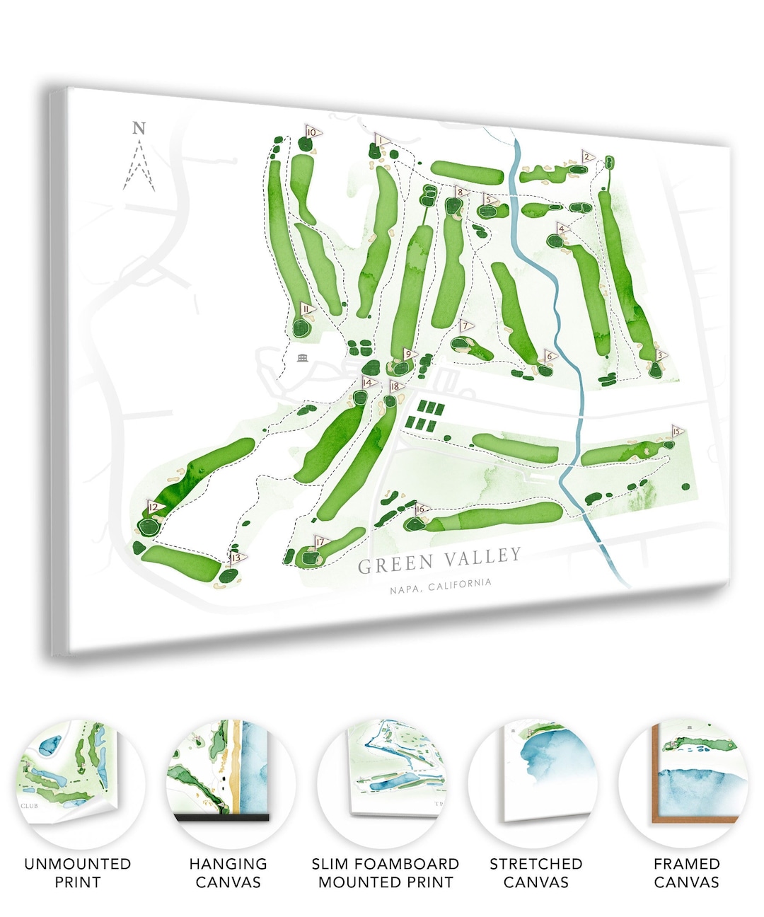 Green Valley Golf Course Map, California Golfer Gift Retirement ...