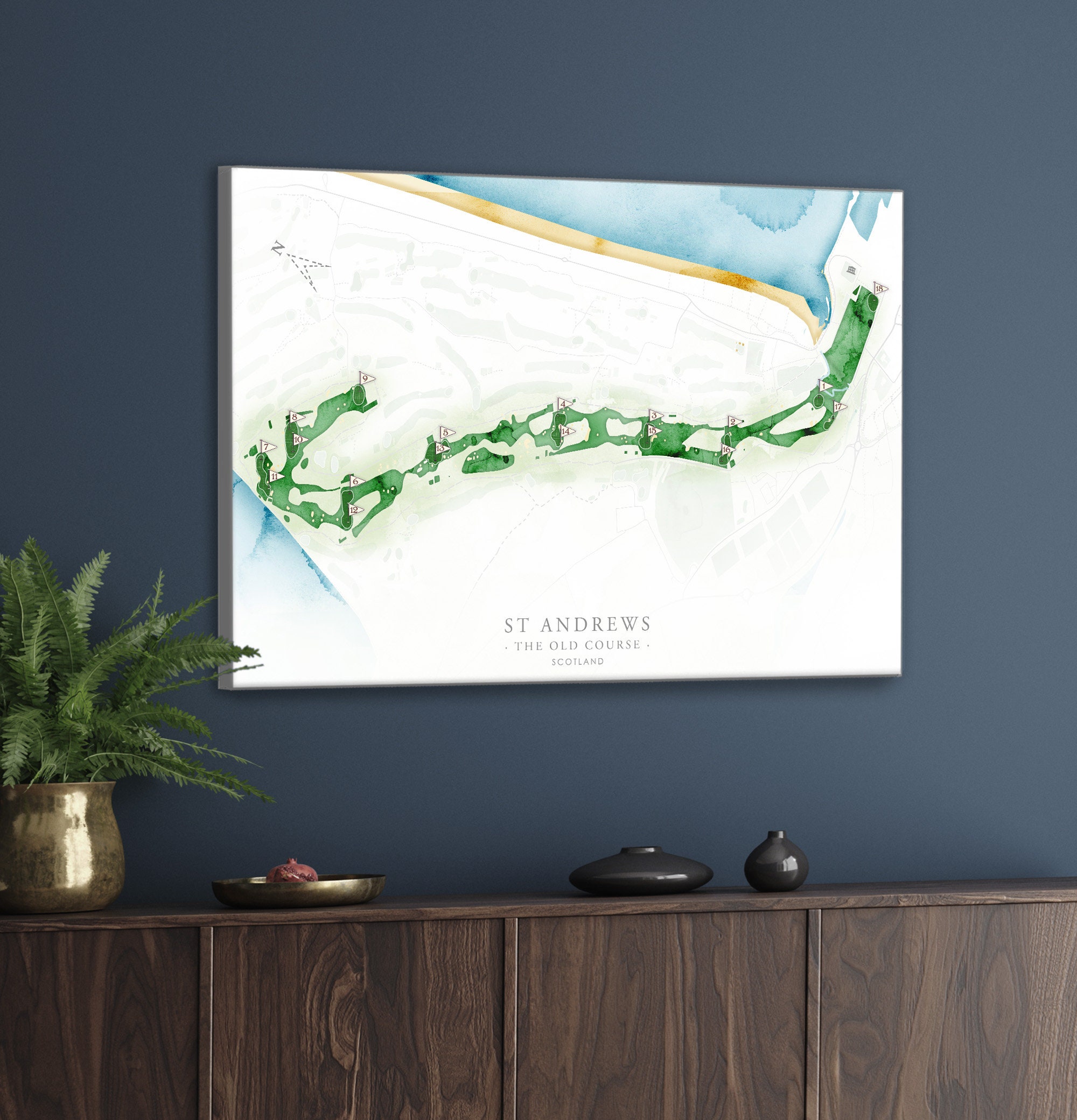 St Andrews Golf Course Map, Scotland Golf Club Layout Print or Canvas ...