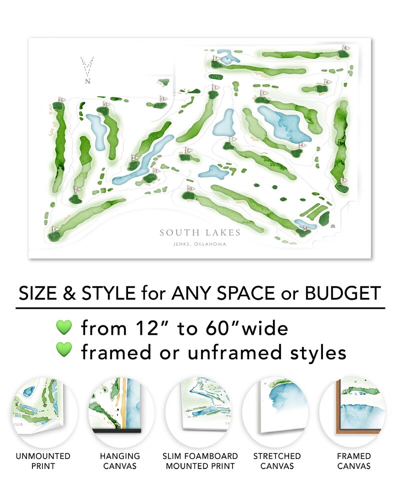 South Lakes Golf Course Map Oklahoma Course Layout Map of - Etsy