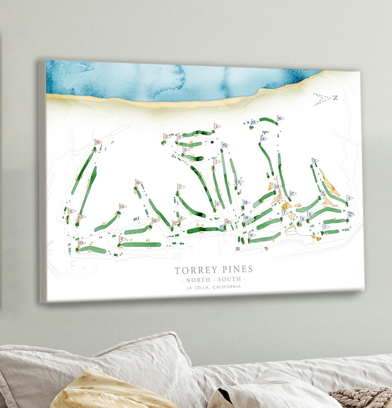 Torrey Pines Golf Course Map, North and South Courses, CA Golf Layout ...