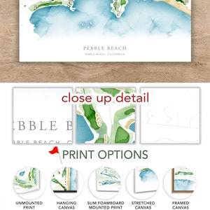 Pebble Beach Golf Course Map, Watercolor Style Golf Layout of Course ...