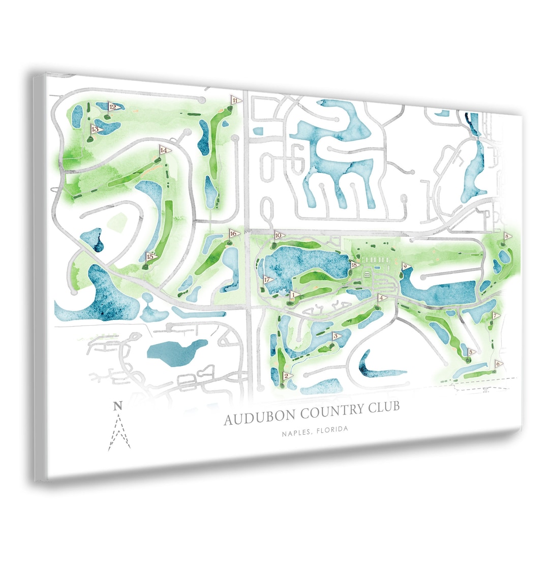 Audubon Country Club Golf Course Map, Print or Canvas of Florida Golf ...