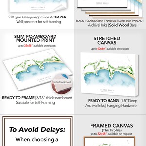 Pebble Beach Golf Course Map, Watercolor Style Golf Layout of Course ...