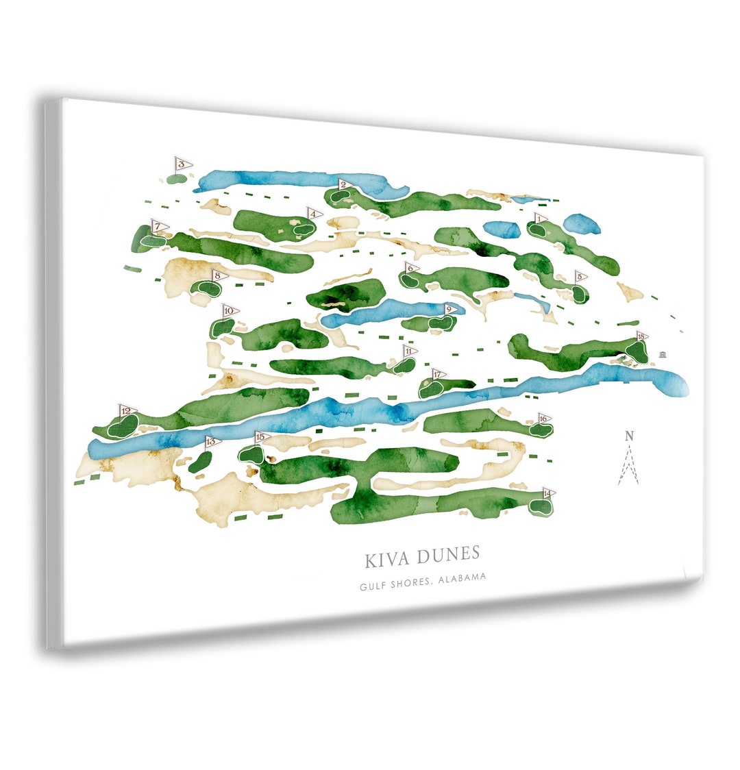 Kiva Dunes Golf Course Map Wall Art, Alabama Golf Map of Course Layout ...
