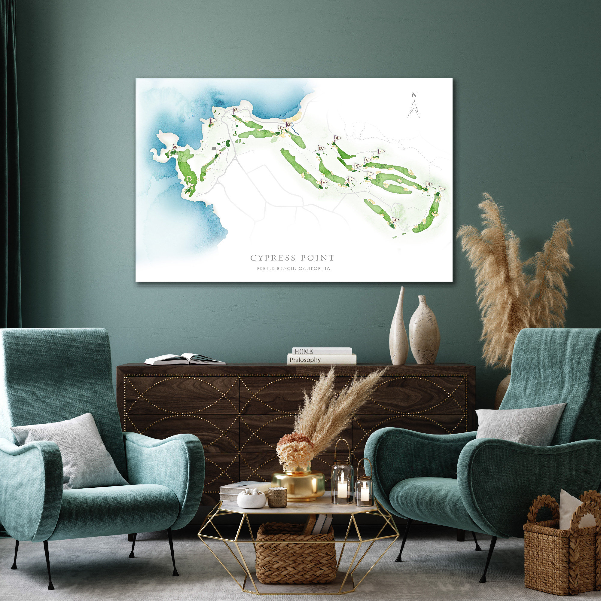Cypress Point Golf Course Map Watercolor Style Golf Layout of - Etsy