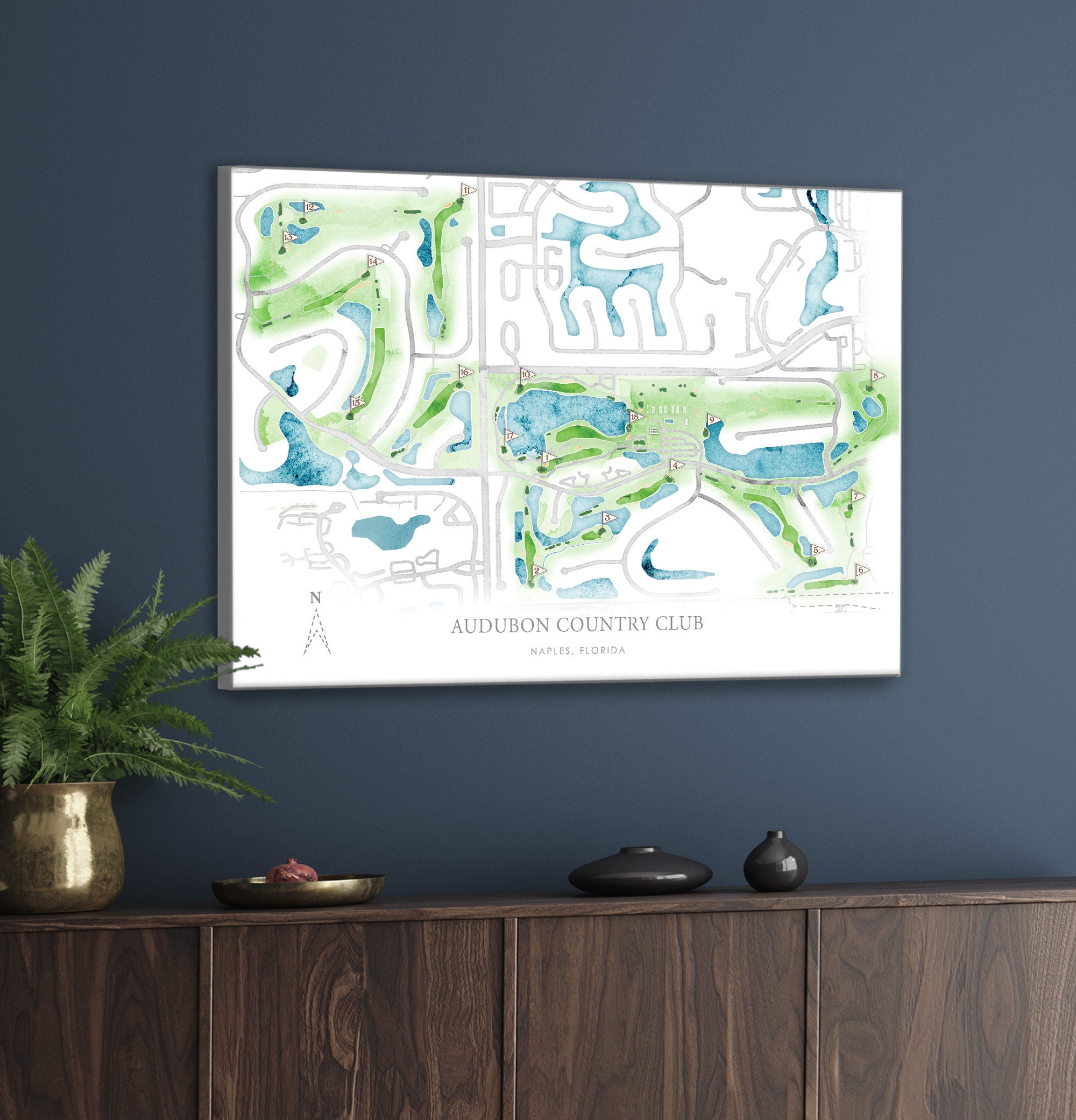 Audubon Country Club Golf Course Map, Print or Canvas of Florida Golf ...