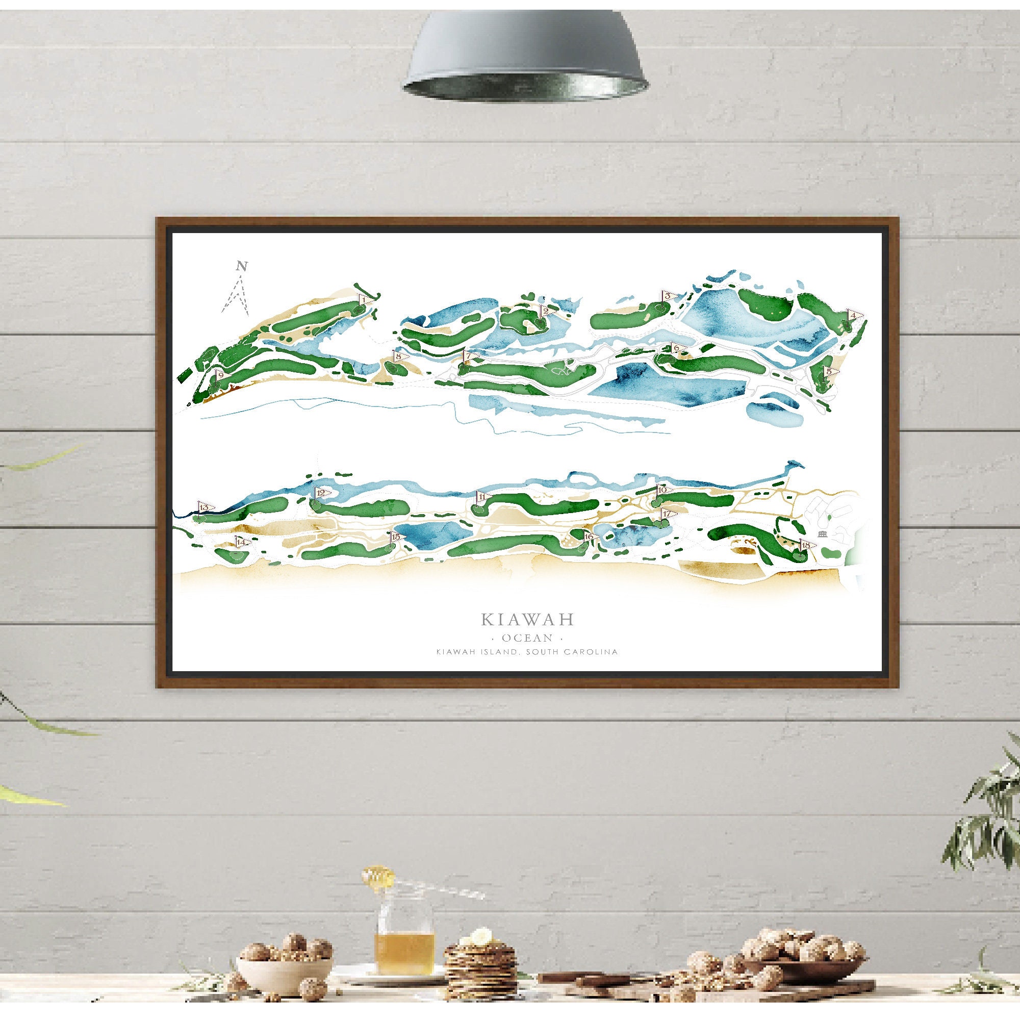 Kiawah Ocean Course Golf Course Map, Golf Decor Gift, South Carolina ...