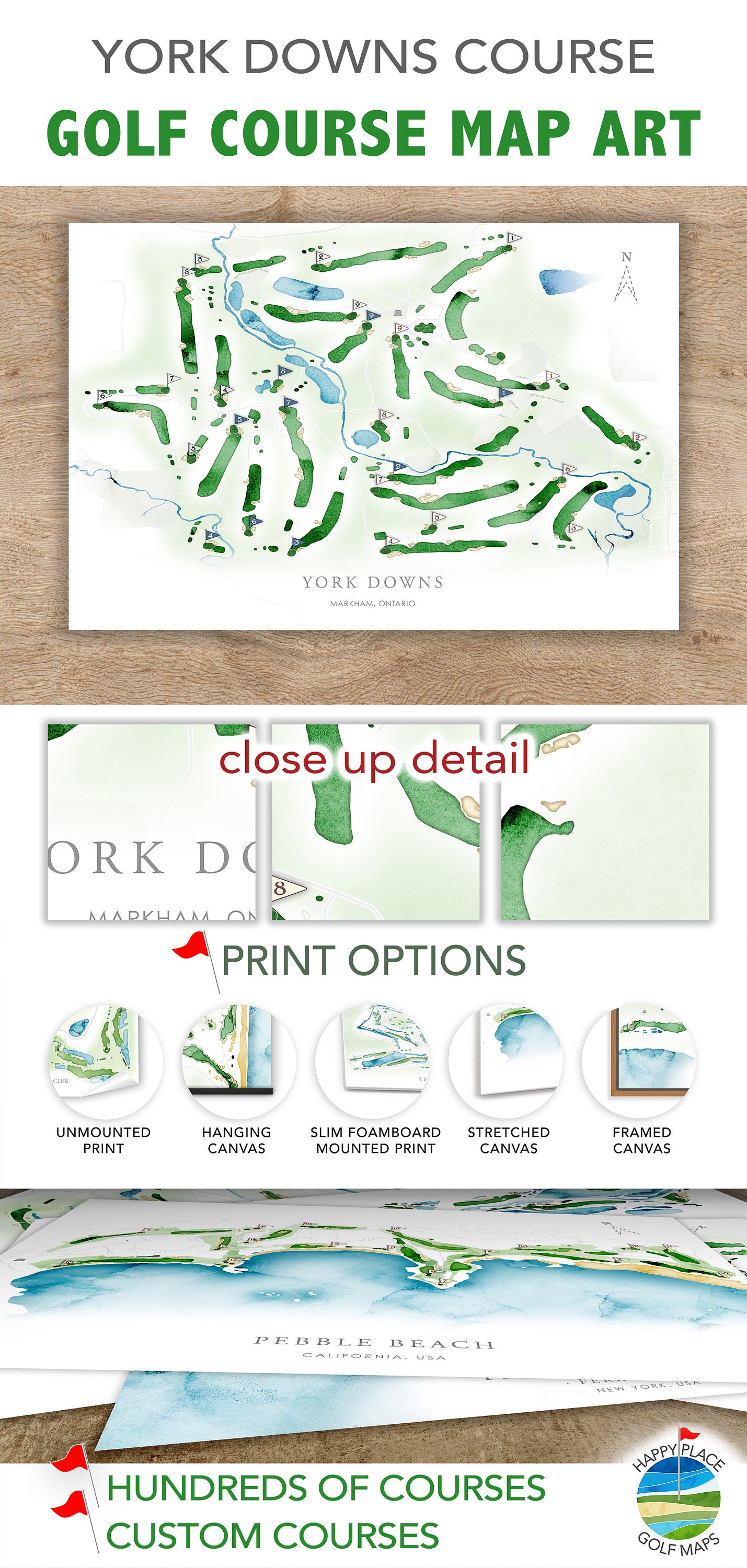 York Downs Ocean Course Golf Course Map Golf Decor Gift - Etsy