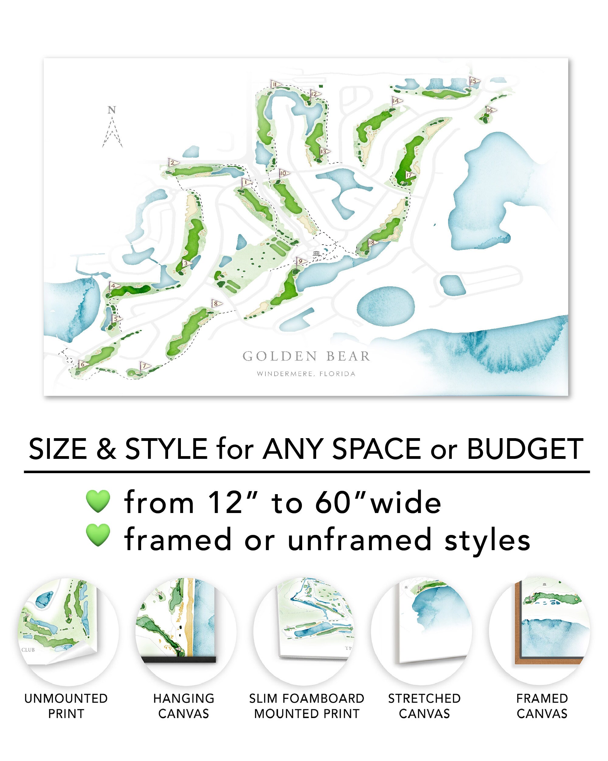 Golden Bear Club Golf Course Map, Windermere Golf Course Layout Print ...