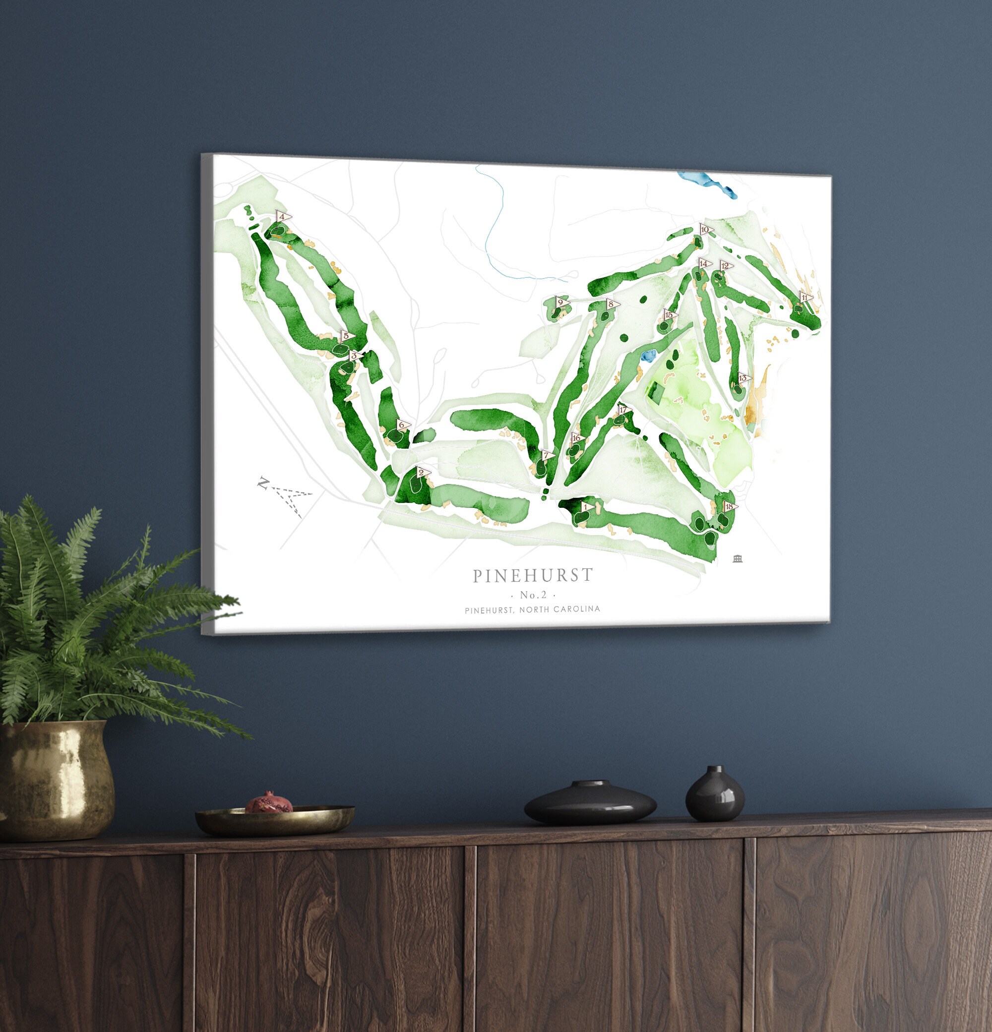 Pinehurst No.2 Golf Course Map Print, NC Golf Course Layout Print or ...