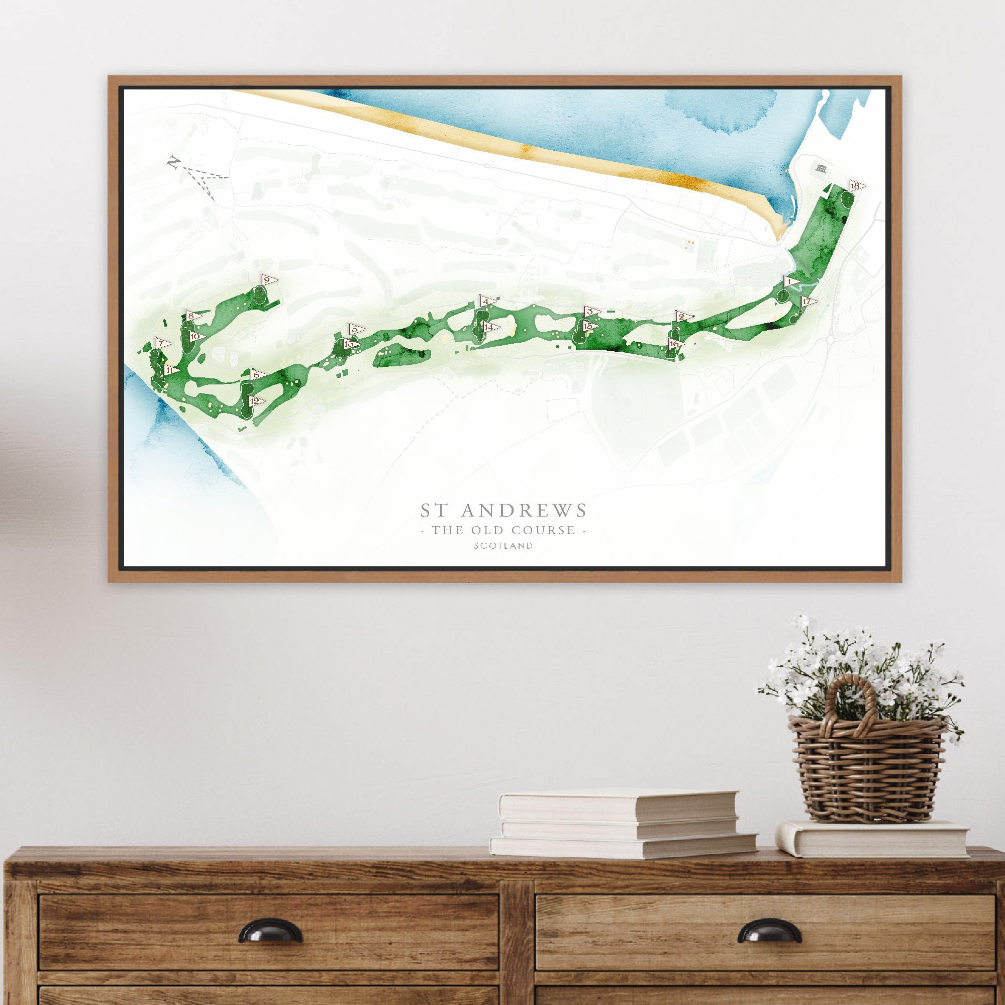 St Andrews Golf Course Map, Scotland Golf Club Layout Print or Canvas ...