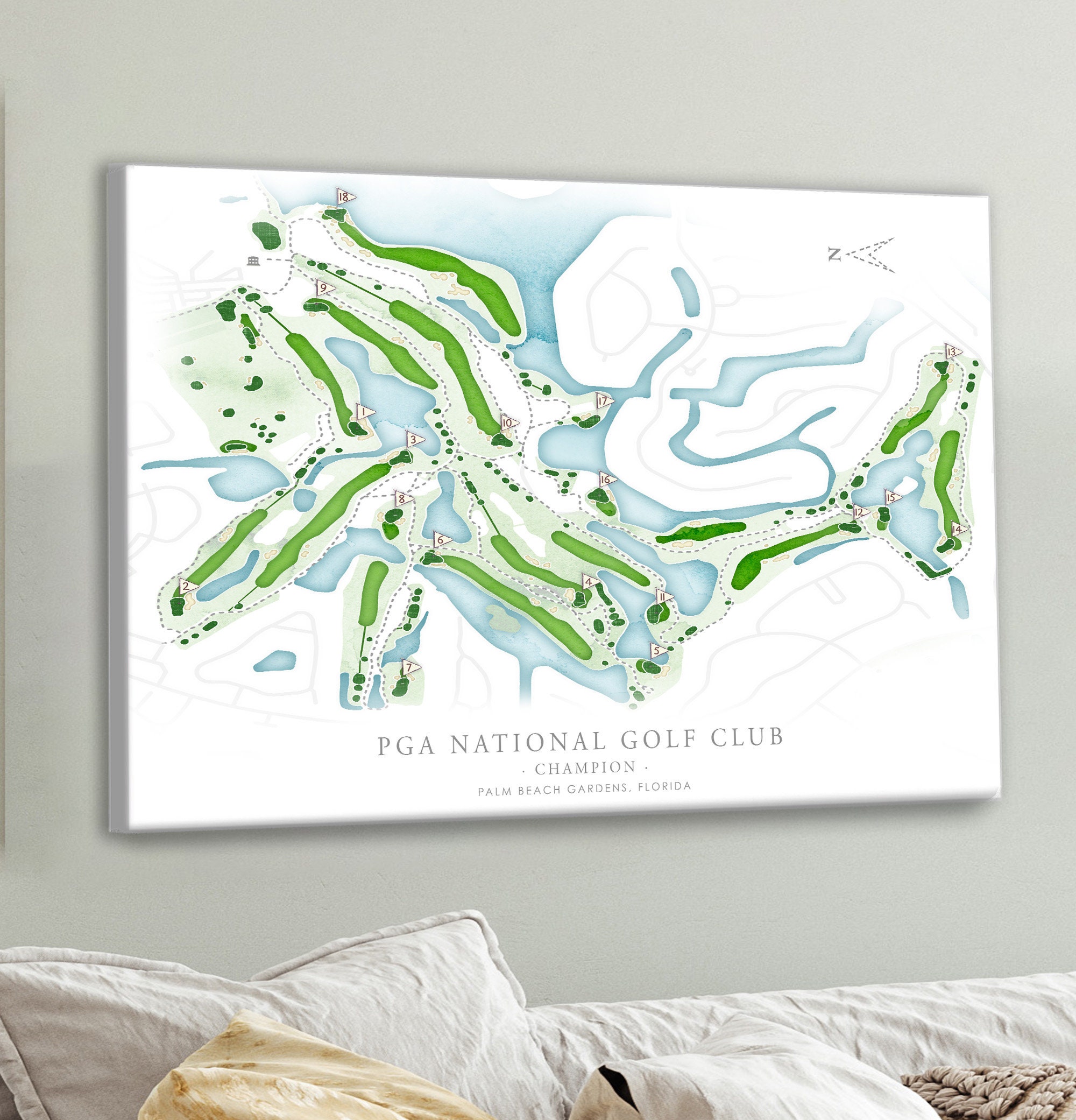 PGA NATIONAL Golf Course Map Print or Canvas, Florida Golfer Gift ...