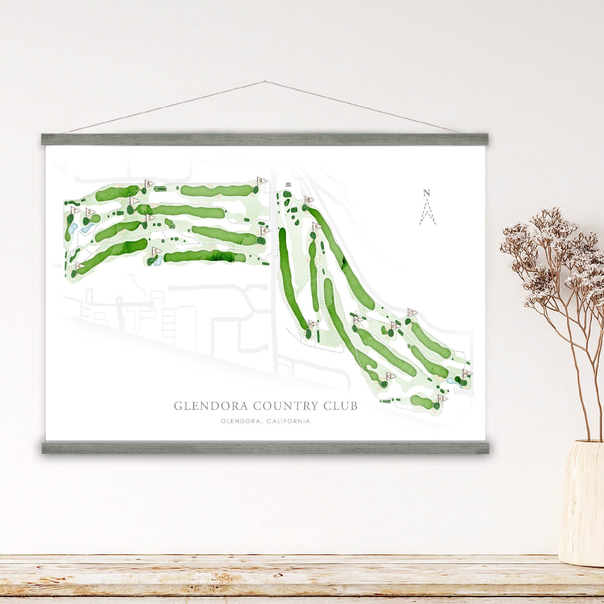 Glendora Country Club Course Map, Golf Map Layout, CA Golf Print or ...