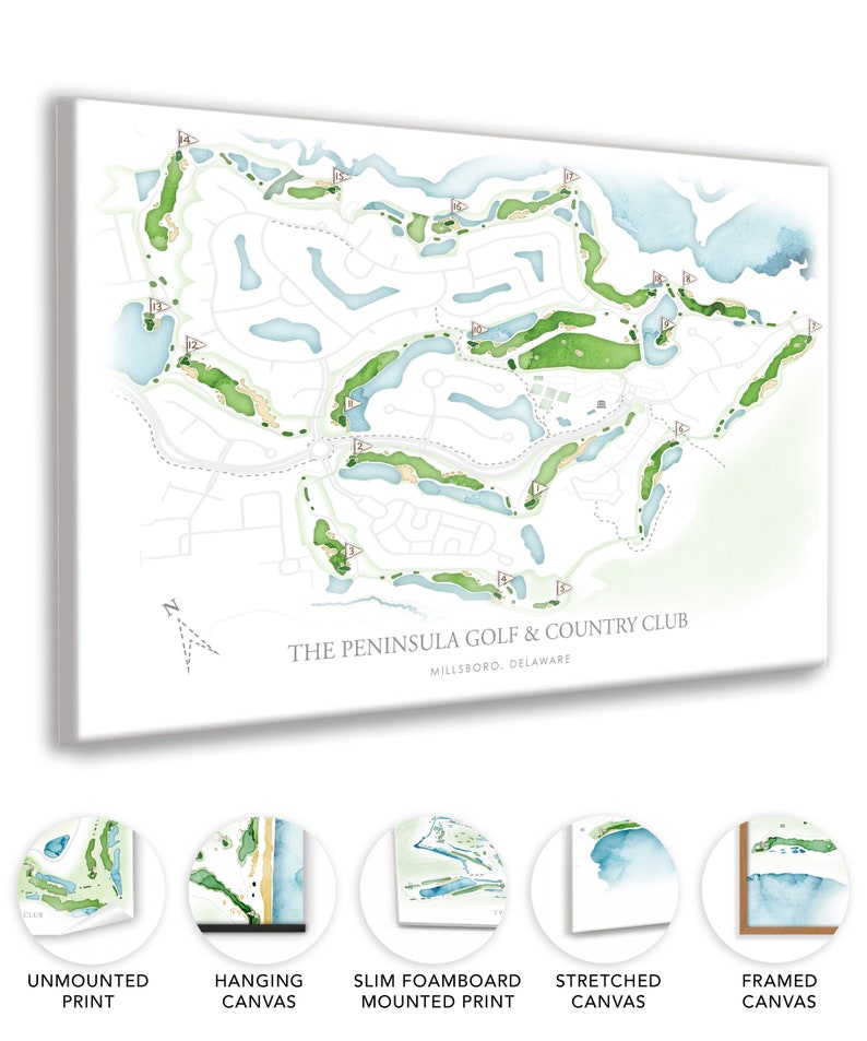 The Peninsula Golf Club Golf Course Map Print, Delaware Golf Course ...