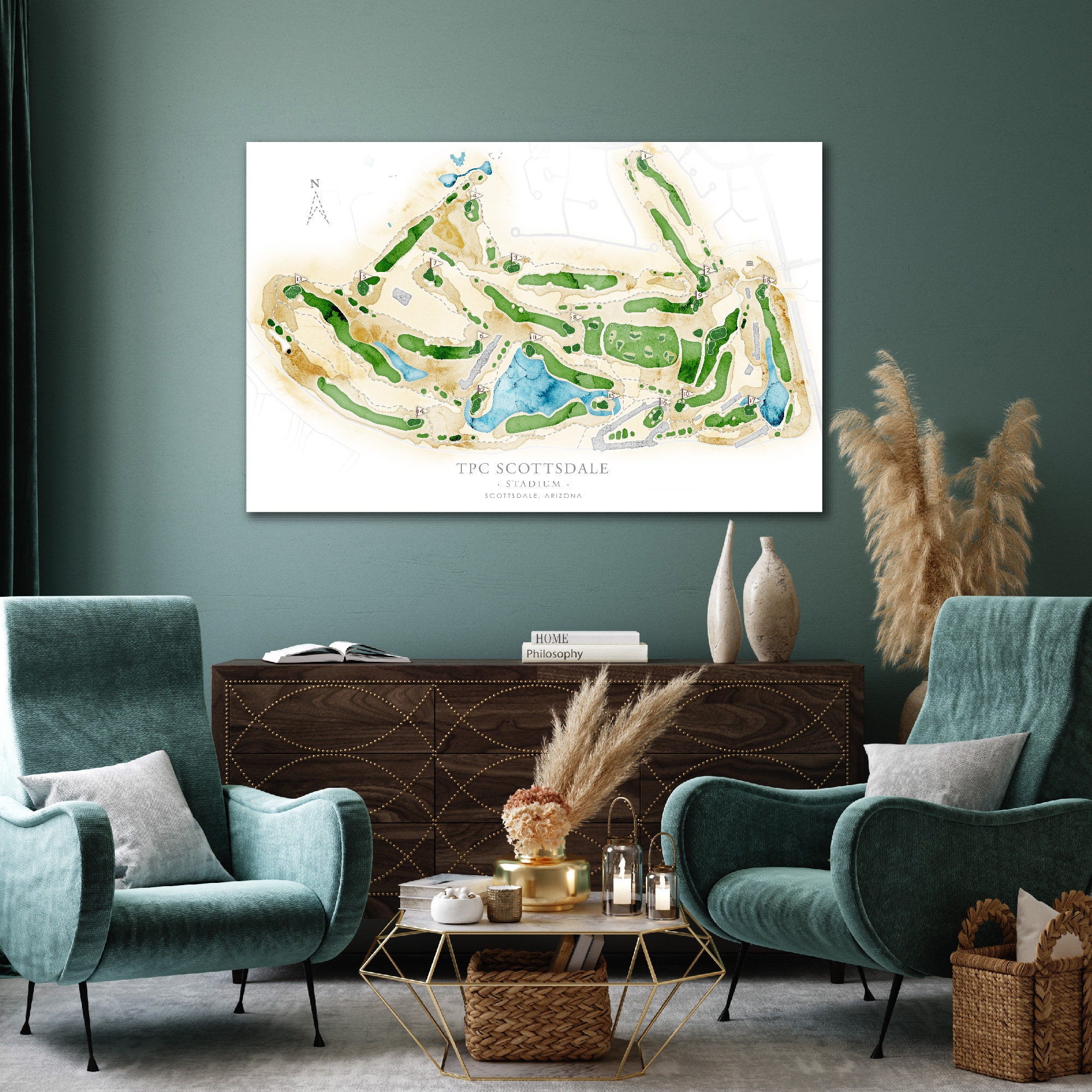 TPC Scottsdale Golf Course Map, Stadium Course Layout, AZ Golf Print ...