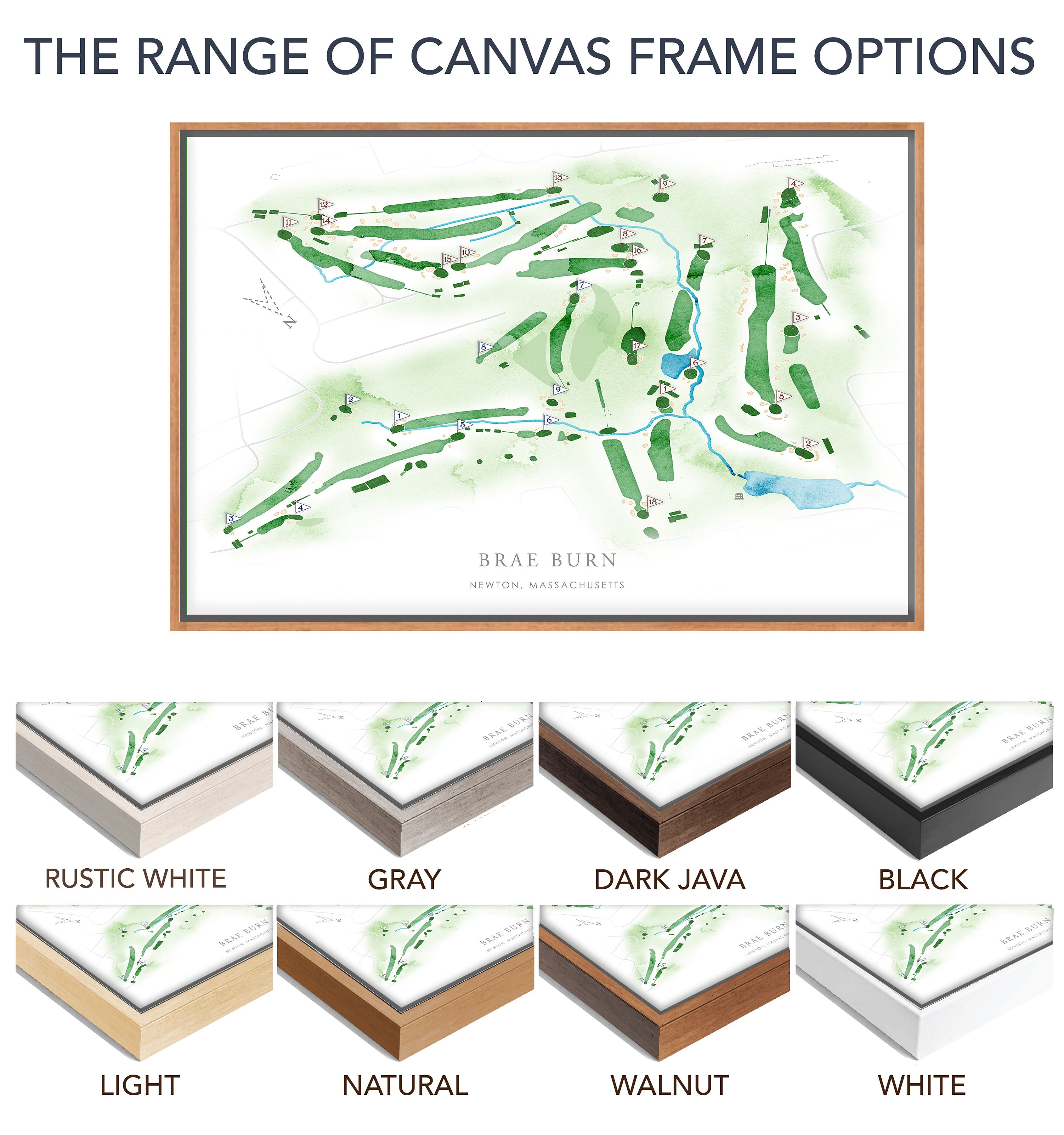 Brae Burn Golf Course Map, MA Course Golf Print or Canvas, Unique Golf ...