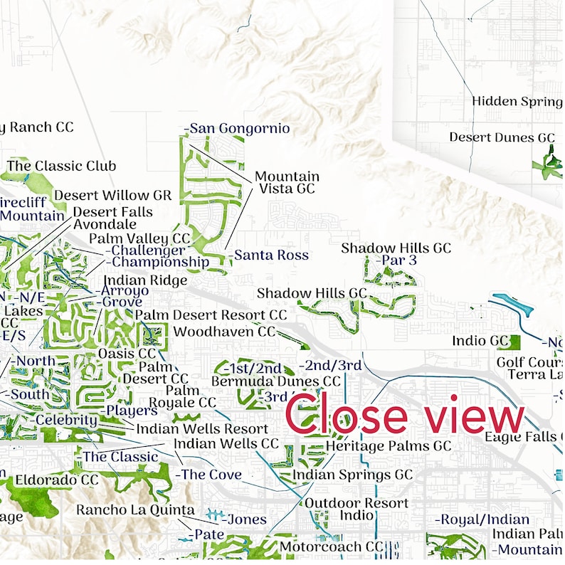 Detailed Map of Golf Courses in Palm Springs & Coachella, Indian Wells ...