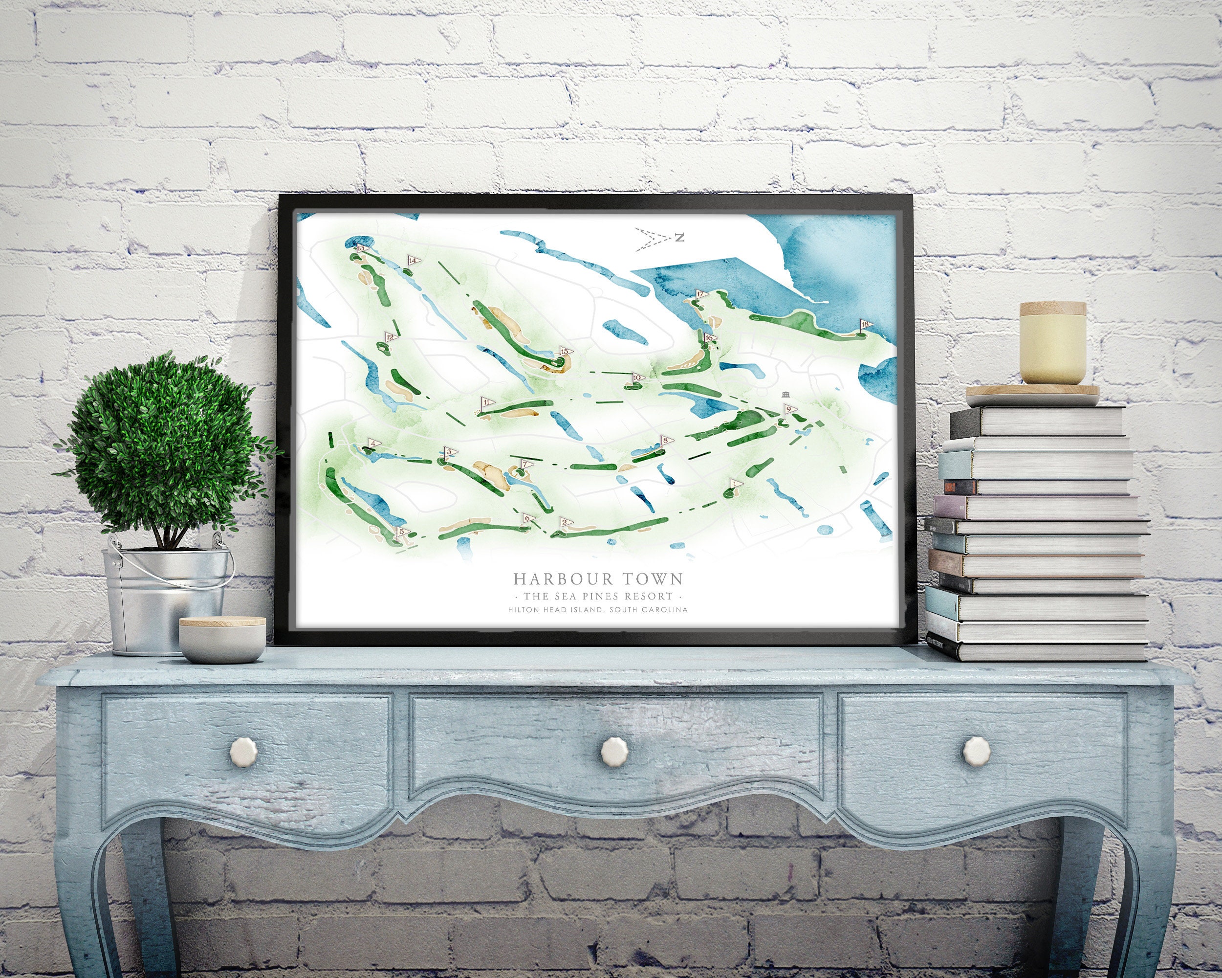 Harbour Town the Sea Pines Resort Golf Course Map Print or Canvas ...