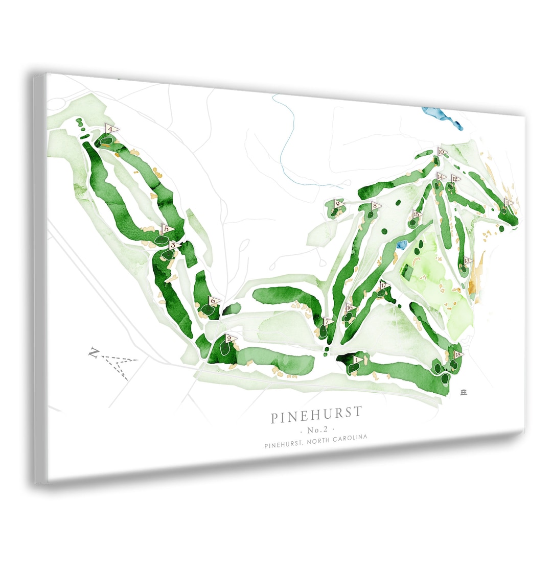 Pinehurst No.2 Golf Course Map Print, NC Golf Course Layout Print or ...