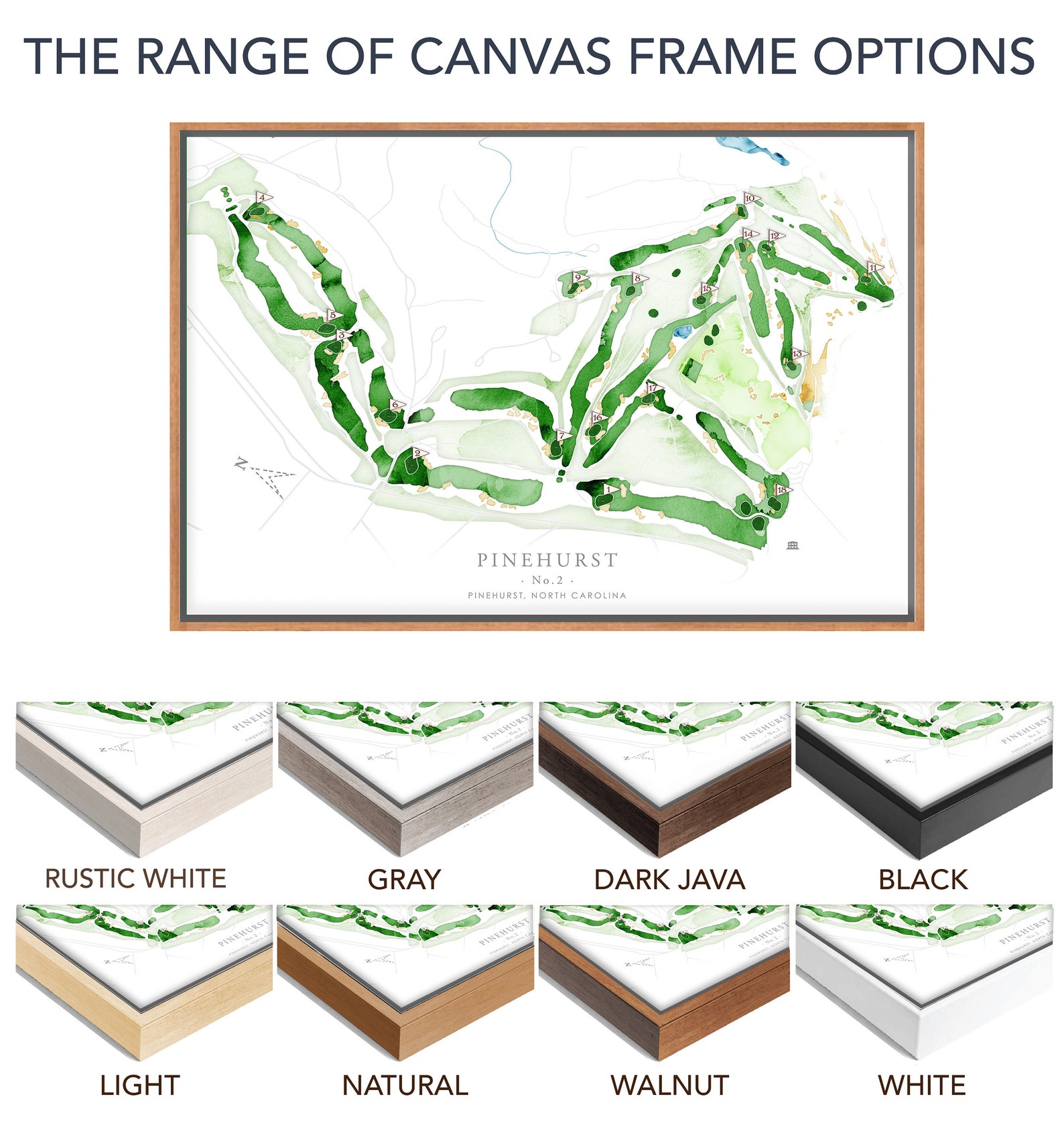 Pinehurst No.2 Golf Course Map Print, NC Golf Course Layout Print or ...