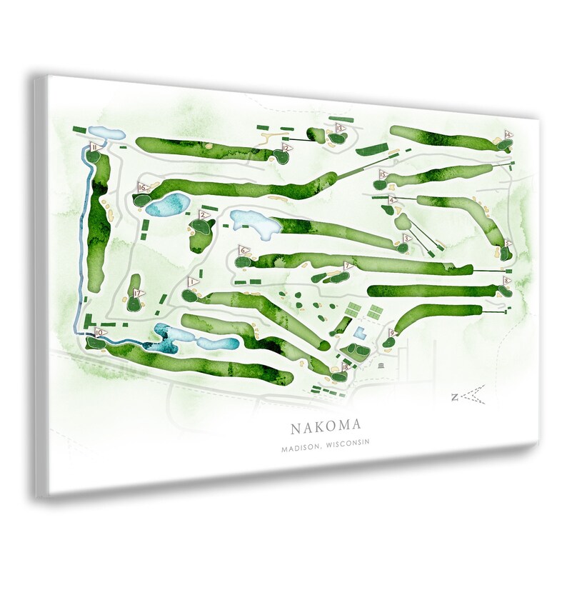 Nakoma Golf Course Map, Golf Club Course Layout, WI Golf Print, Wife's ...