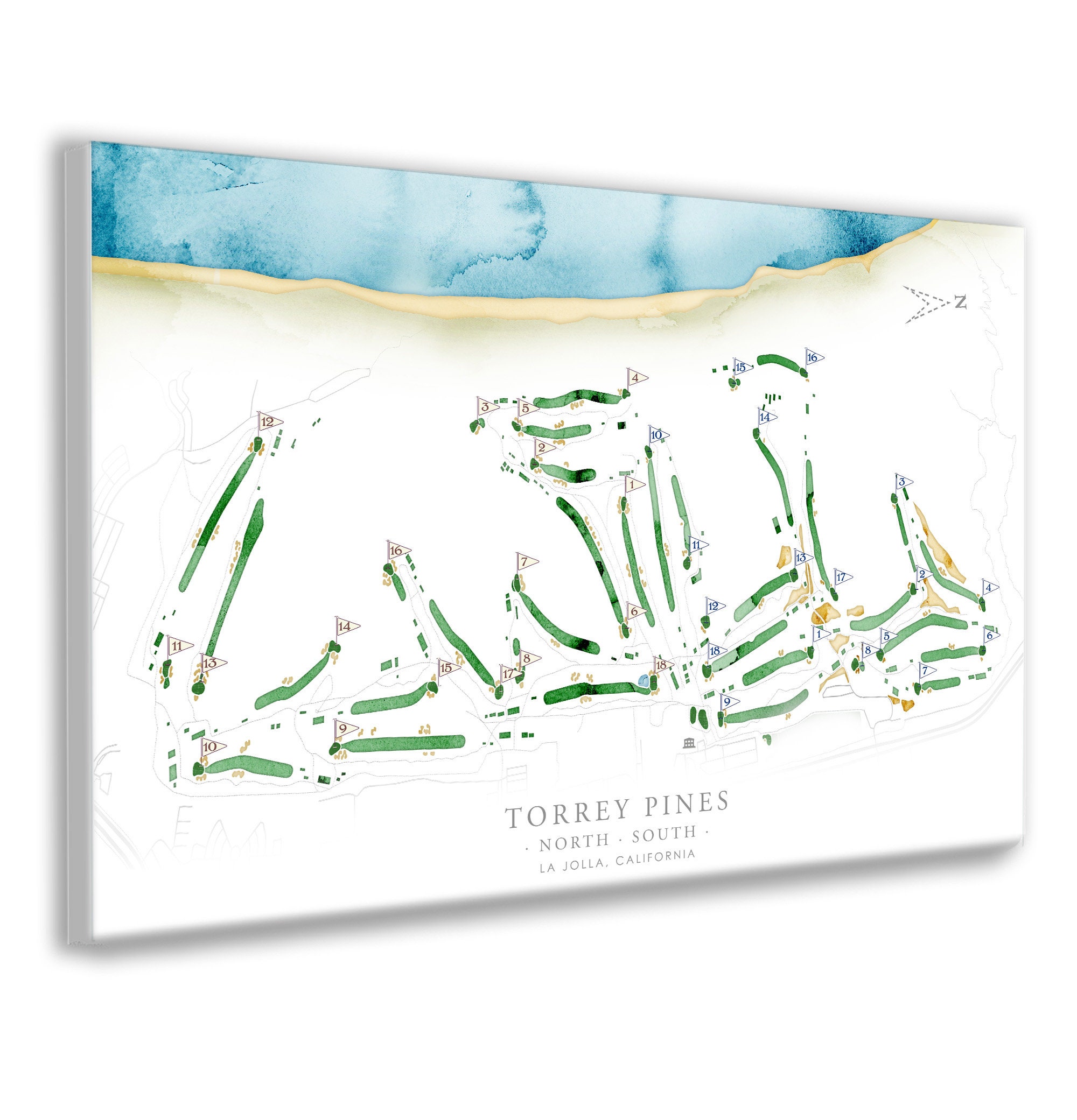 Torrey Pines Golf Course Map, North and South Courses, CA Golf Layout ...