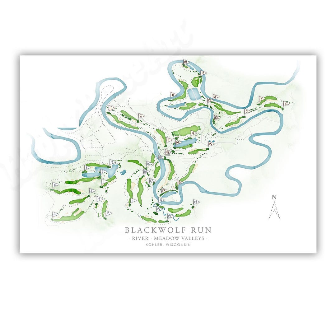 Blackwolf Run Golf Course Map, Personalized Golf Gift, Wisconsin ...