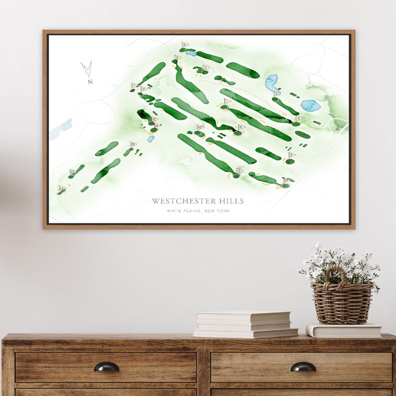 Westchester Hills Golf Course Map Wall Art, New York Golf Map of Course ...