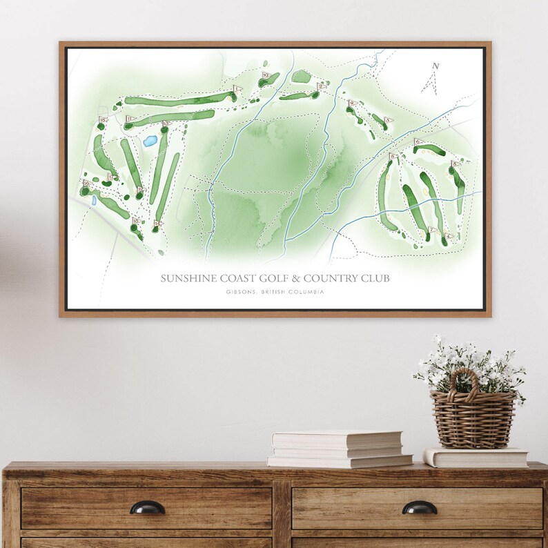 Sunshine Coast Golf Course Map, Gibsons BC Golf Print or Canvas, Canada ...