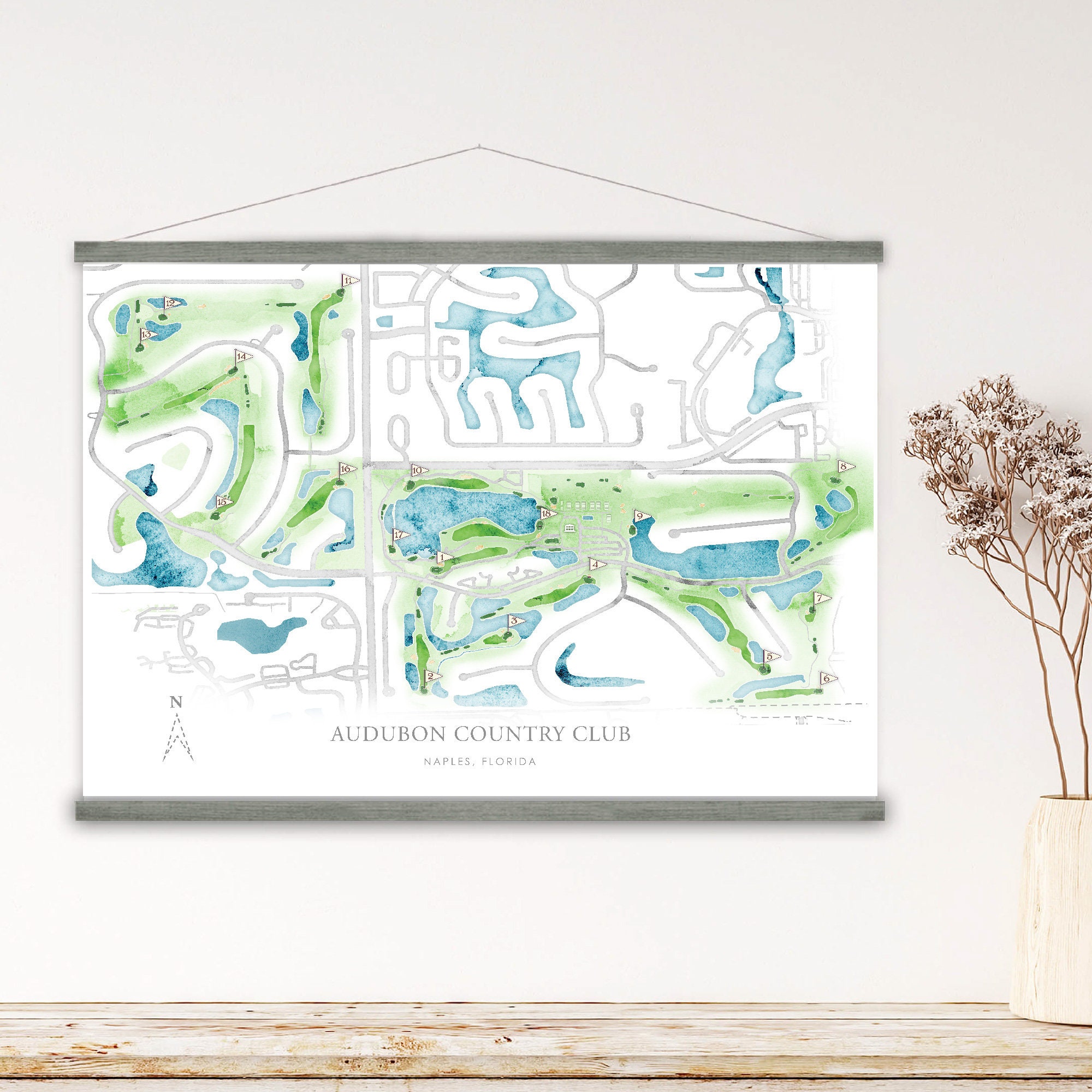 Audubon Country Club Golf Course Map, Print or Canvas of Florida Golf ...