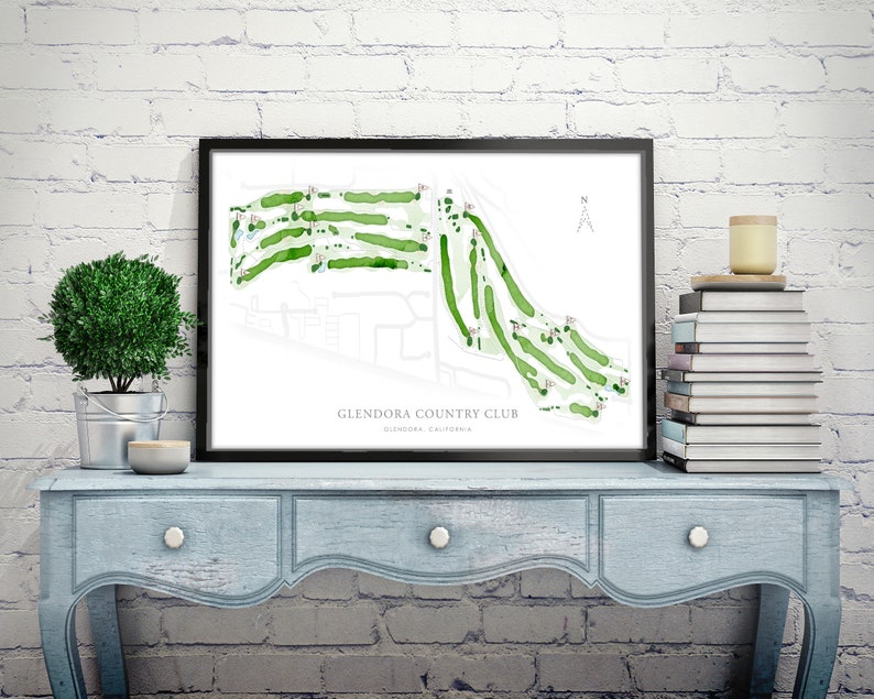 Glendora Country Club Course Map, Golf Map Layout, CA Golf Print or ...