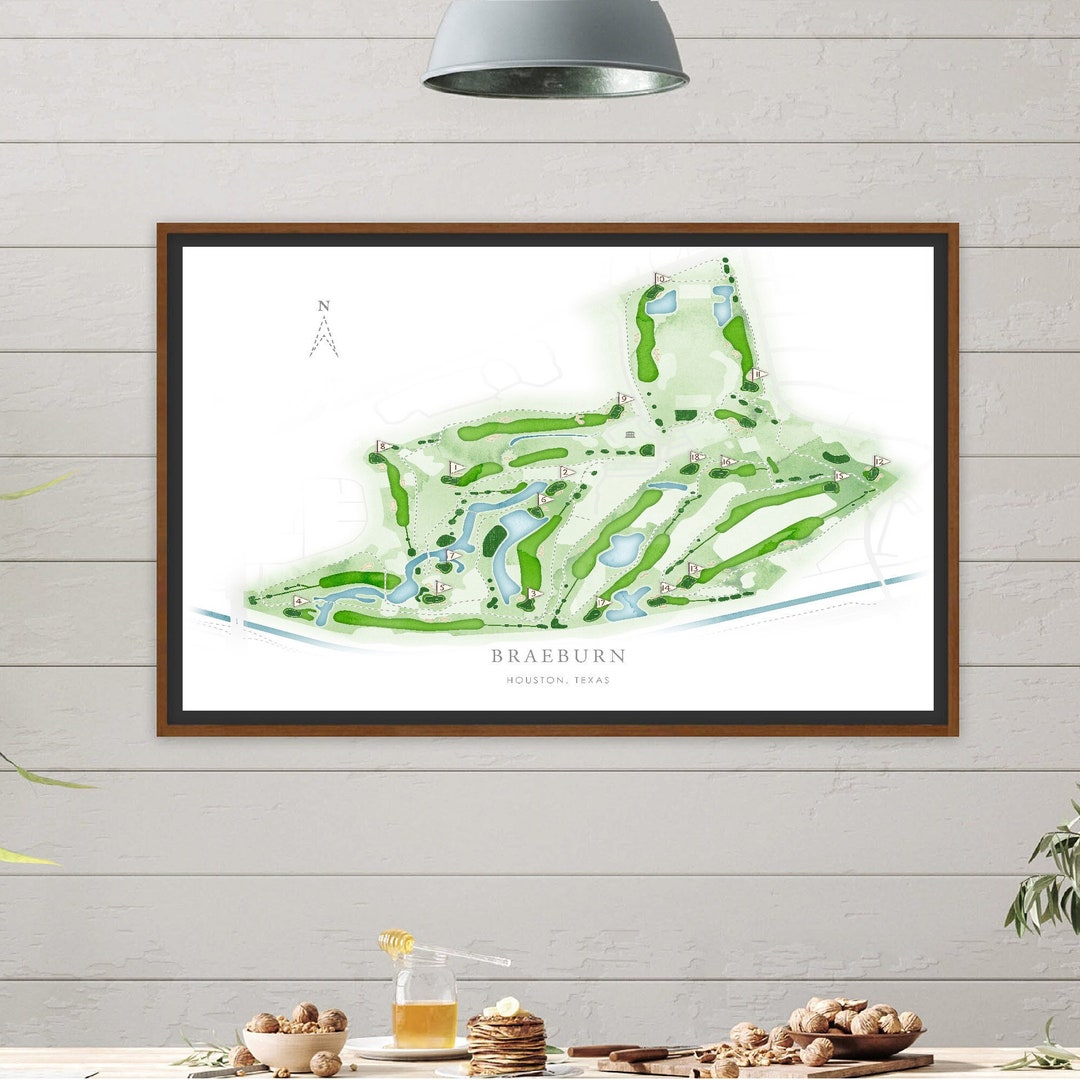 Braeburn Golf Course Map Layout, Texas Golfer Gift, Golf Print for ...