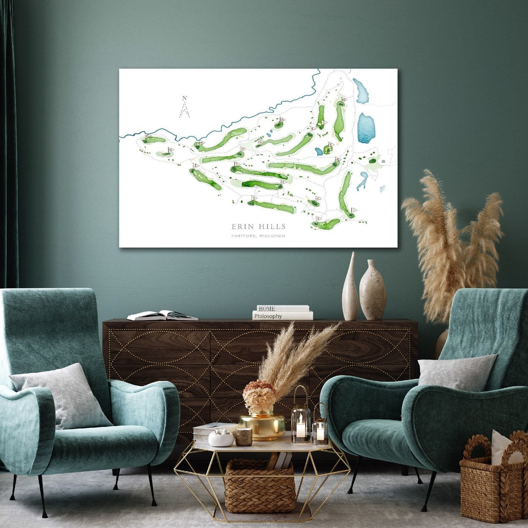 Erin Hills Golf Course Map, Wisconsin Golfer Gift, Golf Map Layout, WI ...