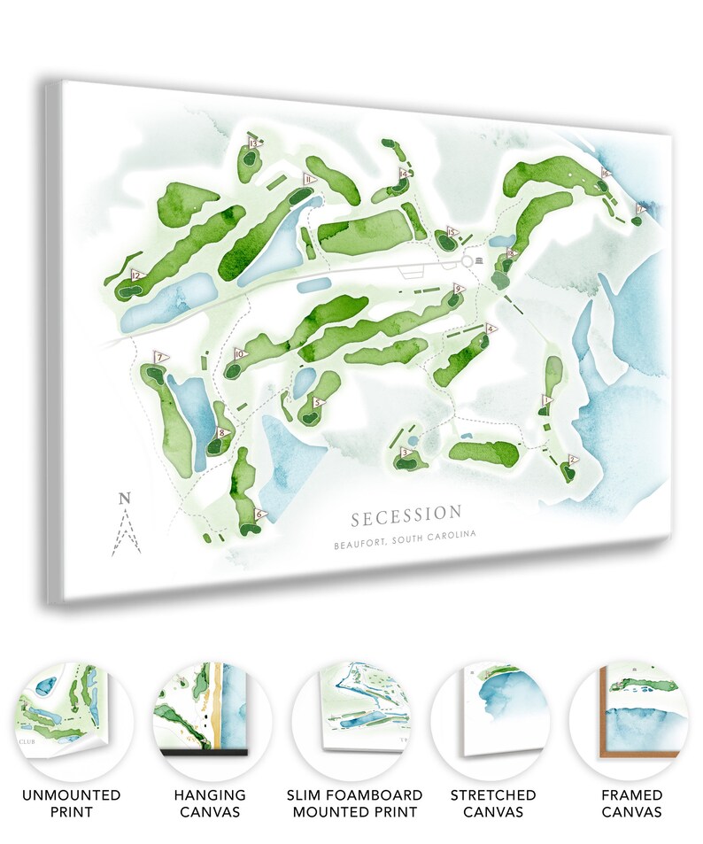 Secession Golf Course Map, SC Golf Club Layout Print, Framed Canvas ...