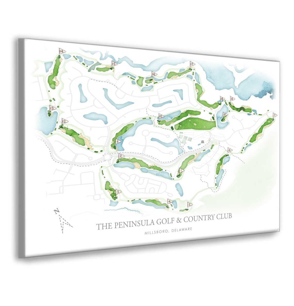 The Peninsula Golf Club Golf Course Map Print, Delaware Golf Course ...