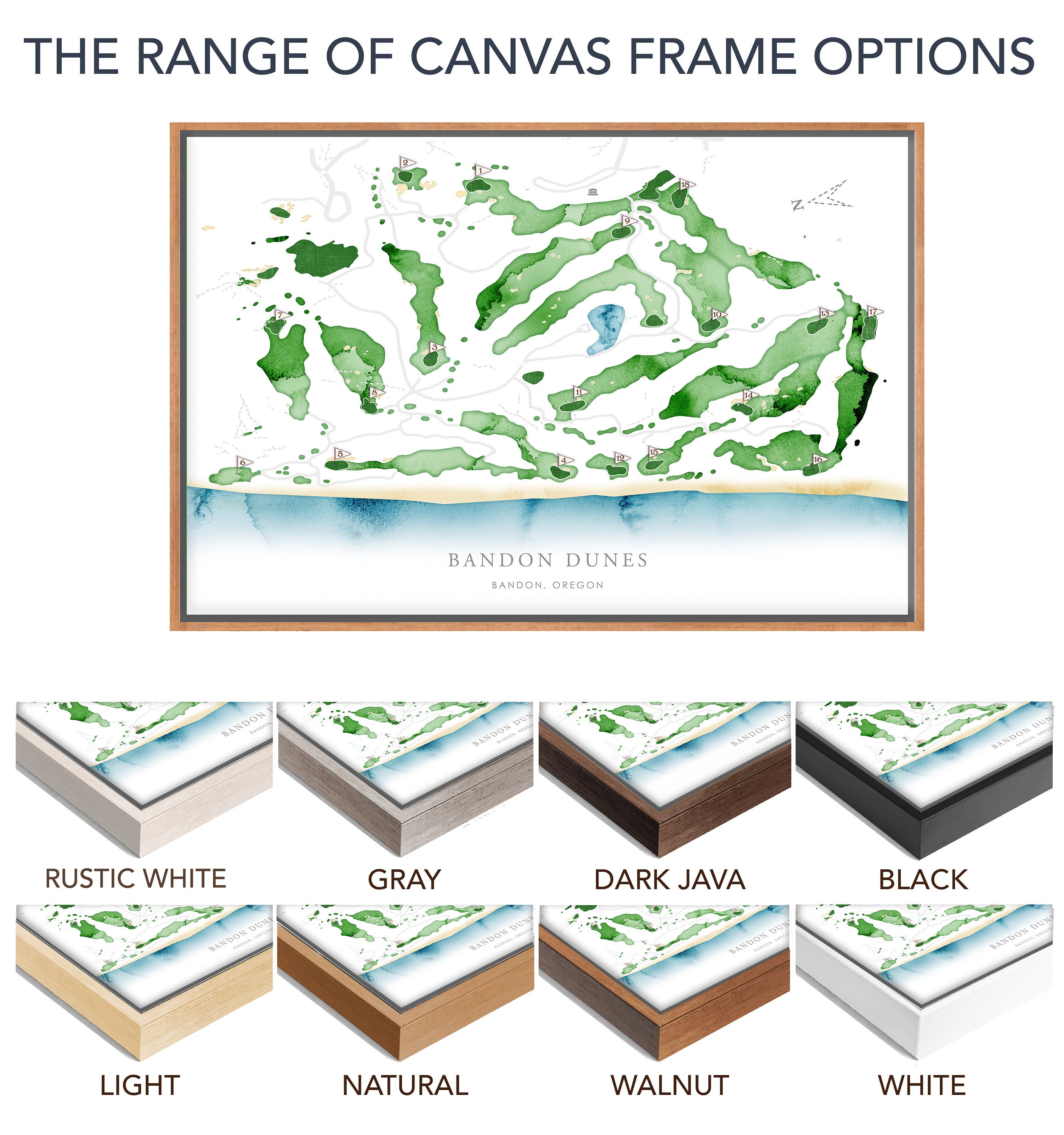 Bandon Dunes Golf Course Map, Bandon Course Layout Print Map of the ...