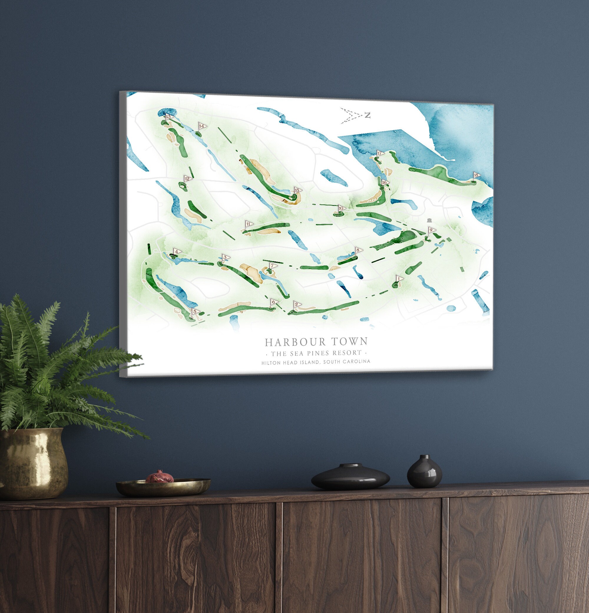 Harbour Town the Sea Pines Resort Golf Course Map Print or Canvas ...