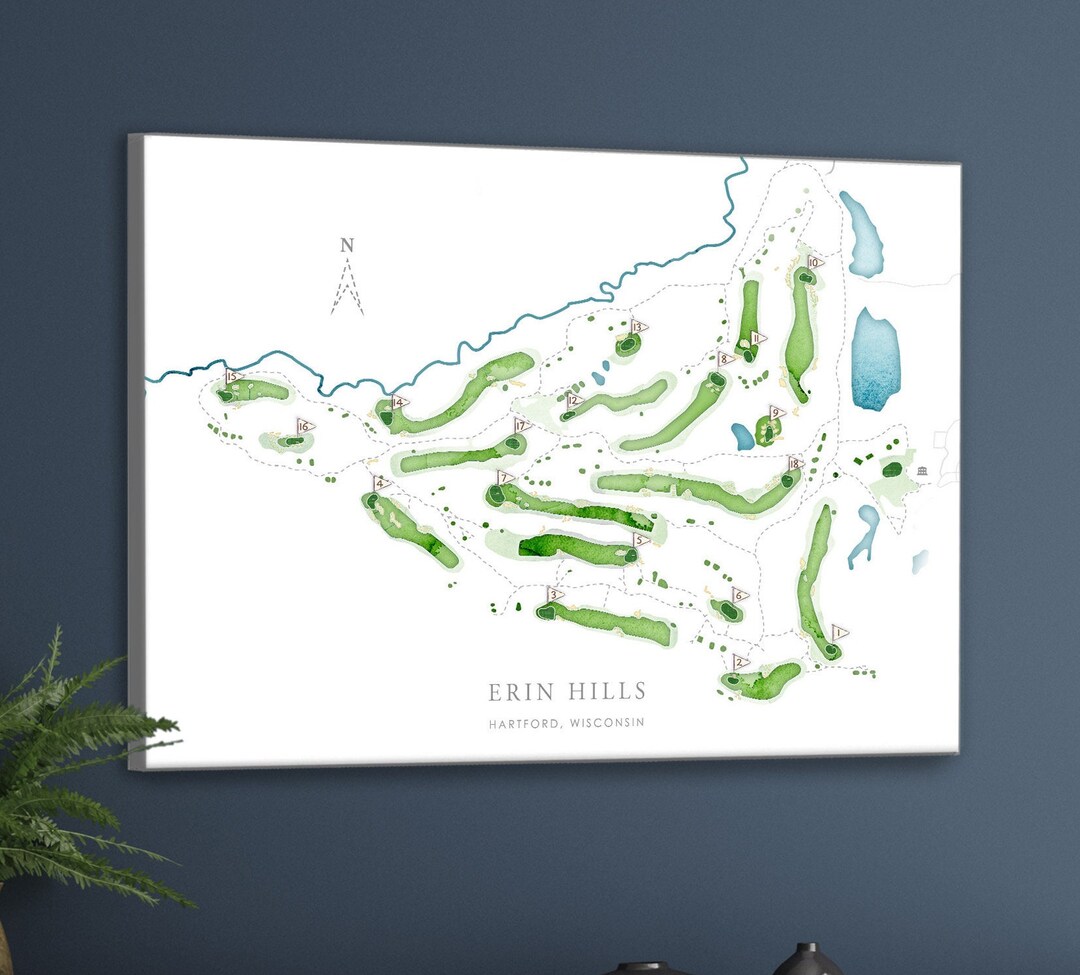 Erin Hills Golf Course Map Wisconsin Golfer Gift Golf Map - Etsy