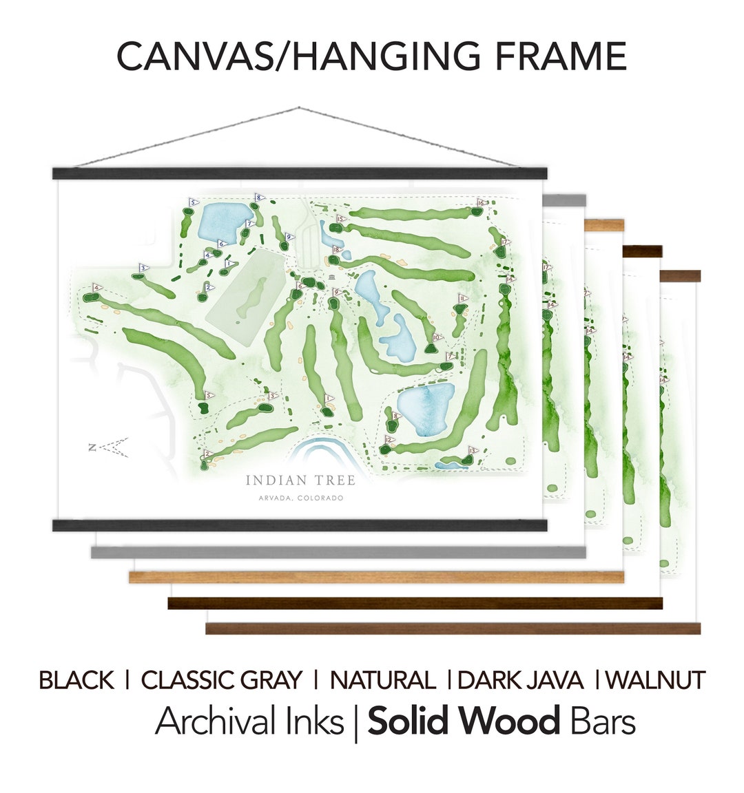 Indian Tree Golf Course Map, Colorado Golfer Wall Decor, Custom ...