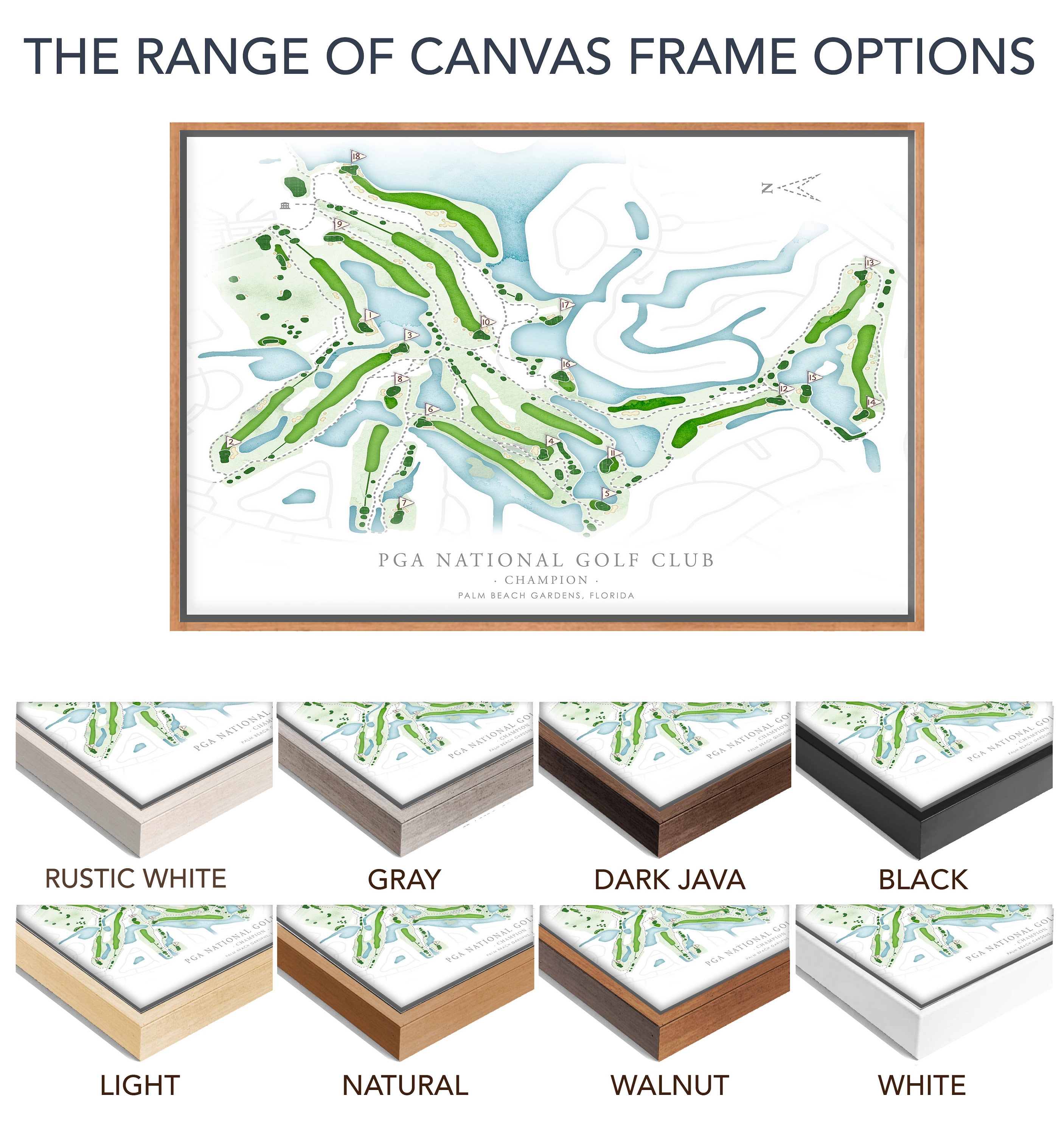 PGA NATIONAL Golf Course Map Print or Canvas, Florida Golfer Gift ...