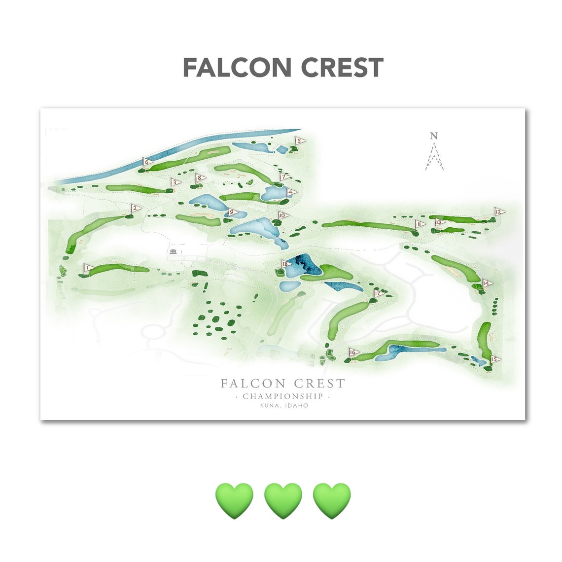 Falcon Crest Golf Course Map Championship Course ID Golf - Etsy