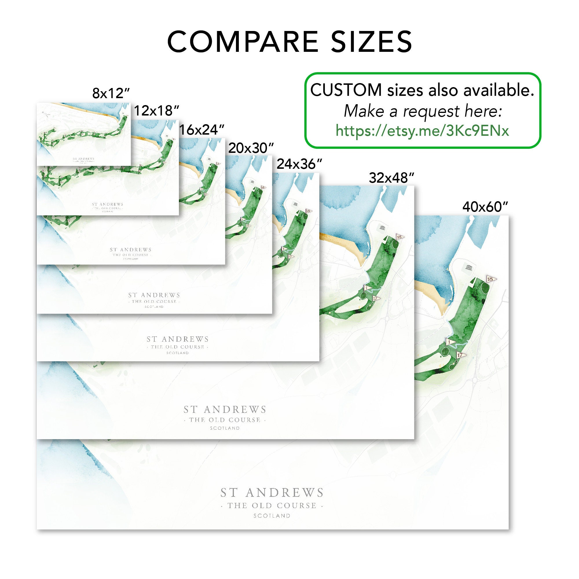 St Andrews Golf Course Map, Scotland Golf Club Layout Print or Canvas ...