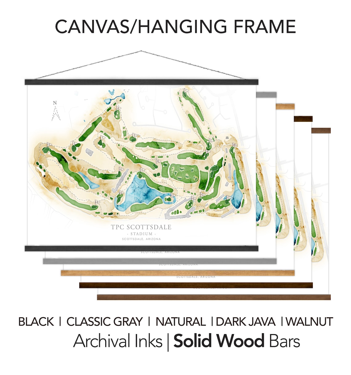 TPC Scottsdale Golf Course Map, Stadium Course Layout, AZ Golf Print ...